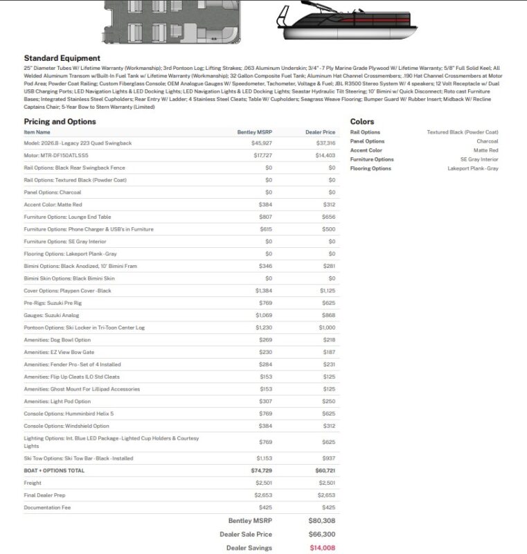 2027 Bentley 223 Legacy QSB - Midwest Marine Boats
